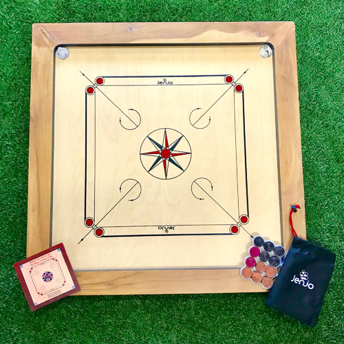 JenjoGames Natural Carrom Championship Board Game Set | Temple & Webster