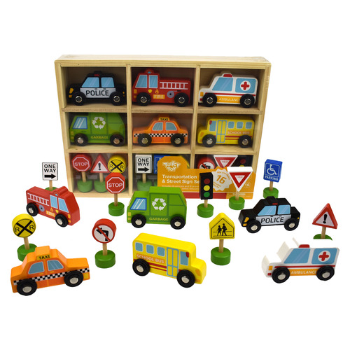 TookyToy Kids' Transportation & Street Sign Set | Temple & Webster