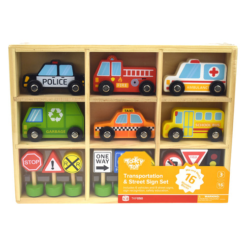 TookyToy Kids' Transportation & Street Sign Set | Temple & Webster
