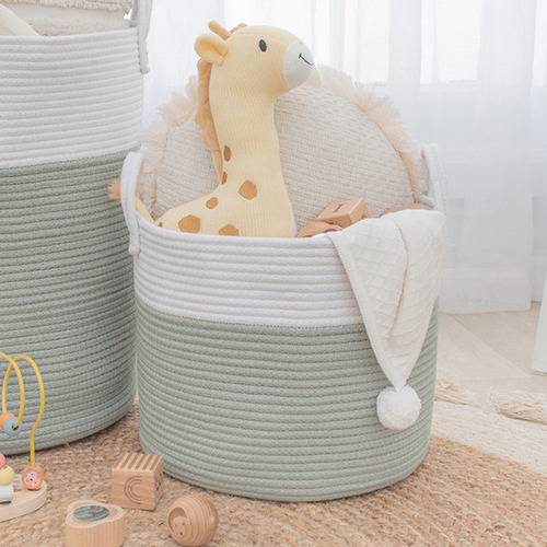 Living Textiles White & Sage Cotton Rope Baby Hamper | Temple & Webster