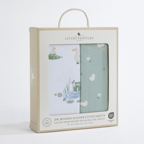 Living Textiles 2 Piece Goosey Goosey Organic Cotton Bassinet Fitted ...