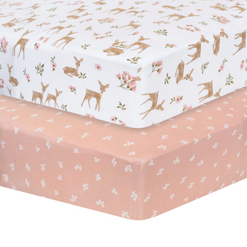 Living Textiles 2 Piece Sophia Garden Cotton Jersey Cot Fitted Sheet ...