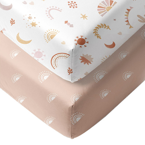 Living Textiles 2 Piece Bohemian Bliss Organic Cotton Cot Fitted Sheet ...