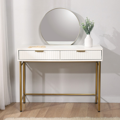 Cape Furniture Lilah 2 Drawer Ribbed Dressing Table with Mirror ...