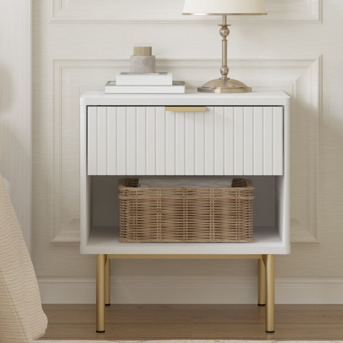 Cape Furniture Lilah 1 Drawer Ribbed Bedside Table | Temple & Webster