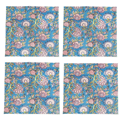 Blue Flowers Cotton Table Napkins | Temple & Webster