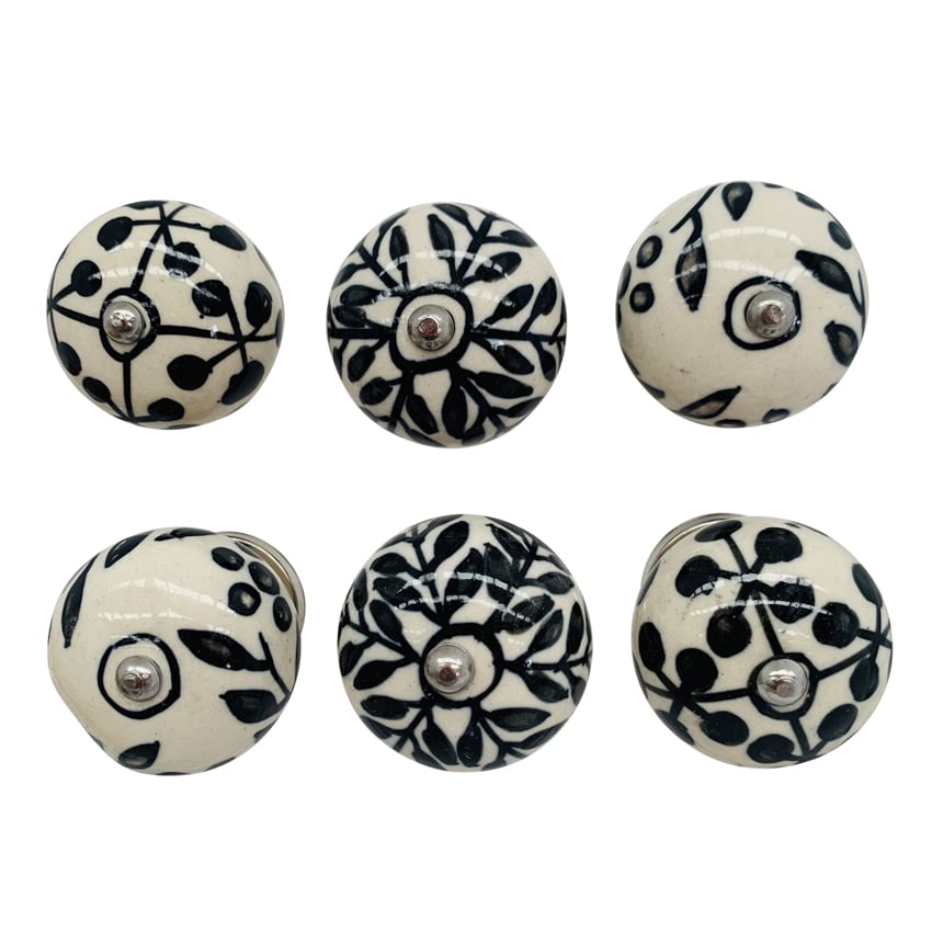 6 Piece Black & White Cabinet Knob Set | Temple & Webster
