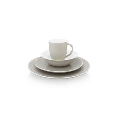 16 Piece White Matte Flax Porcelain Dinnerware Set | Temple & Webster