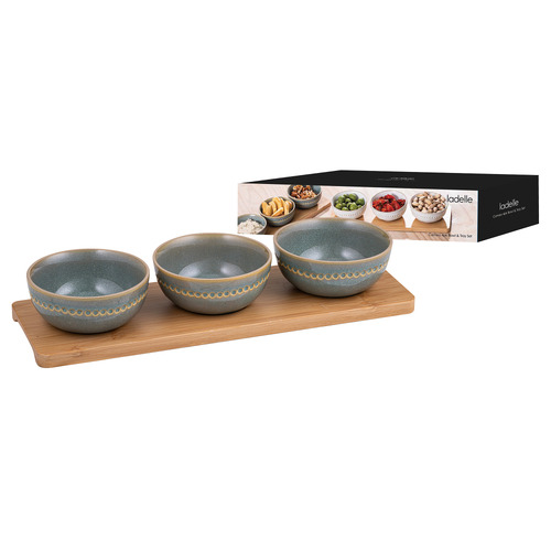 4 Piece Cameo Stoneware Bowl & Tray Set | Temple & Webster