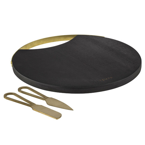 Tempa 3 Piece Black Orson Cheese Knife & Board Set | Temple & Webster