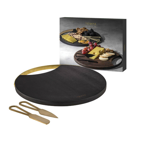 Tempa 3 Piece Black Orson Cheese Knife & Board Set | Temple & Webster