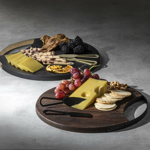 Tempa 3 Piece Black Orson Cheese Knife & Board Set | Temple & Webster