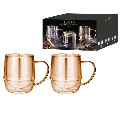 Gold Costa 365ml Glass Mugs | Temple & Webster
