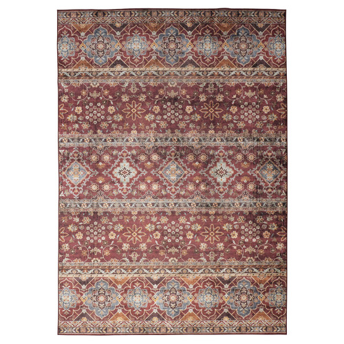 Red Floral Rashid Power-Loomed Rug | Temple & Webster