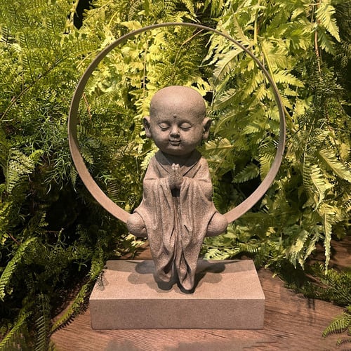 K'sHomewares&Decor Little Monk in Circle Statue | Temple & Webster