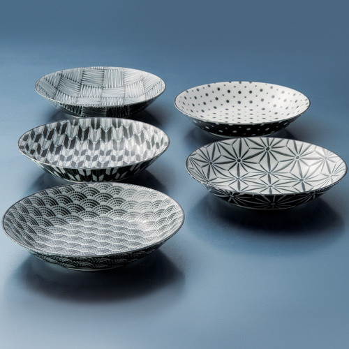 Japanese Collection 5 Piece Komon Japanese Porcelain 16.5cm Rice Bowl ...