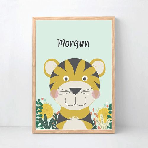 Kids' Tiger Playroom Personalised Unframed Paper Print Triptych ...