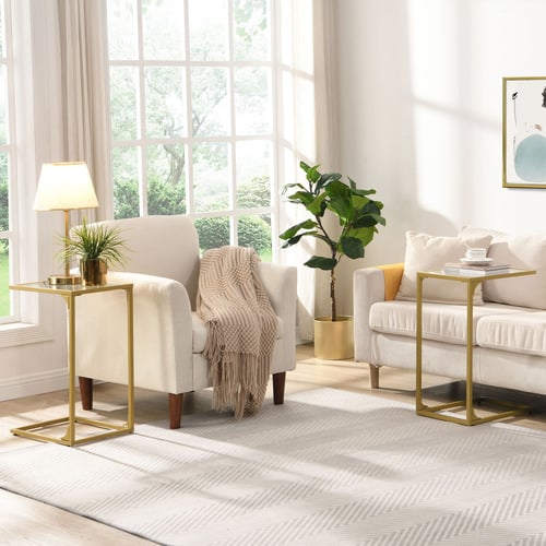EvieHome Midas Tempered Glass Side Tables | Temple & Webster