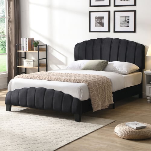 EvieHome Black Aldgate Velvet Bed | Temple & Webster
