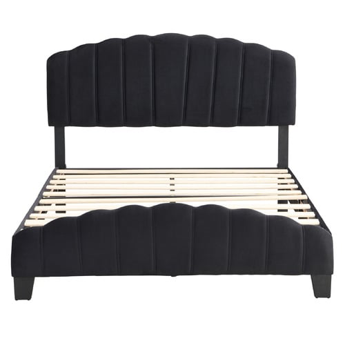 EvieHome Black Aldgate Velvet Bed | Temple & Webster