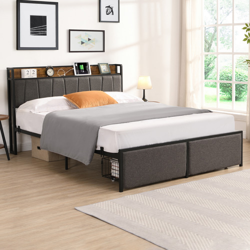EvieHome Barrett Bed Frame with Outlets & USB Ports | Temple & Webster