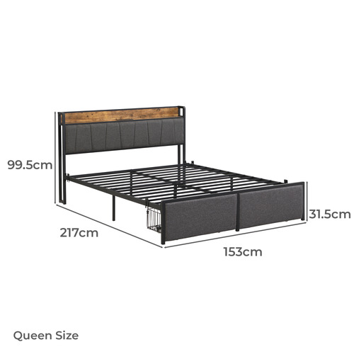 EvieHome Barrett Bed Frame with Outlets & USB Ports | Temple & Webster