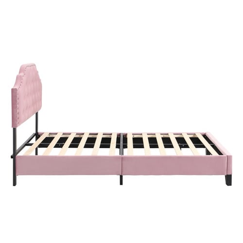 EvieHome Vera Button Tufted Velvet Bed Frame | Temple & Webster