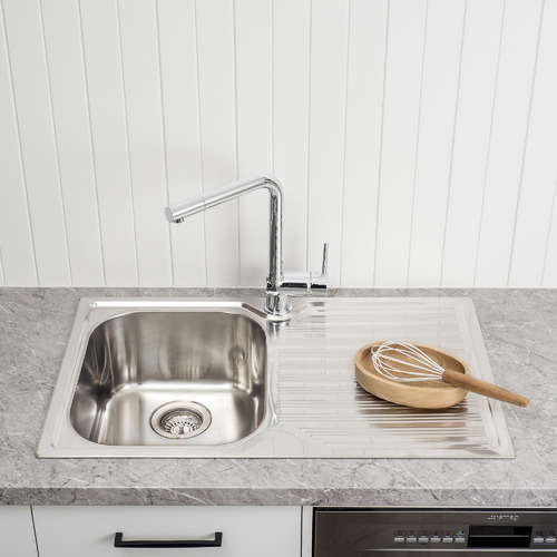 Oliveri Diaz 770mm Single Stainless Steel Kitchen Sink with Right ...