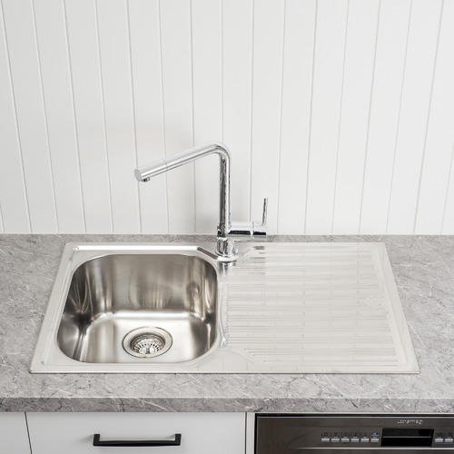 Oliveri Diaz 770mm Single Stainless Steel Kitchen Sink with Right ...