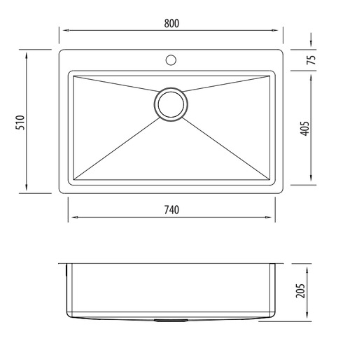 Apollo 800mm Single Brushed Stainless Steel Kitchen Sink | Temple & Webster