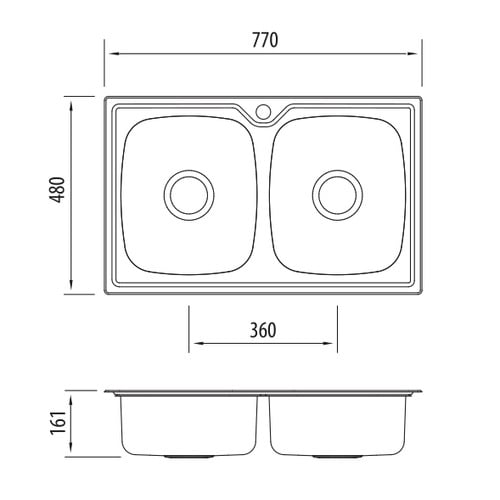 Oliveri Endeavour 770mm Double Stainless Steel Kitchen Sink | Temple ...