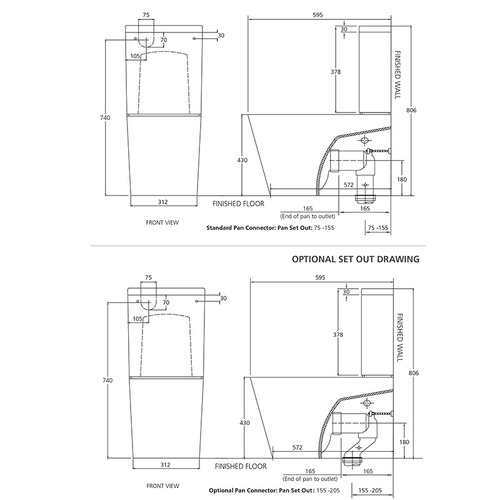 Vienna Short Projection CH Back To Wall Toilet Suite | Temple & Webster