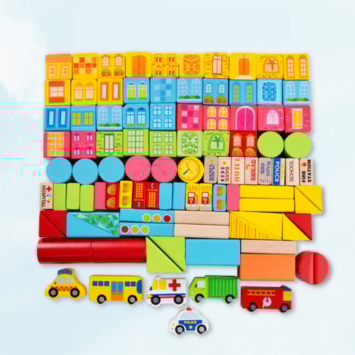 Onshine 100 Piece City Wooden Building Blocks Set | Temple & Webster
