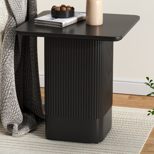 Ever Dreaming Living Black Cedar Ribbed Side Table | Temple & Webster