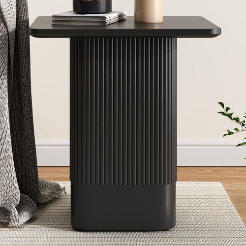 Ever Dreaming Living Black Cedar Ribbed Side Table | Temple & Webster