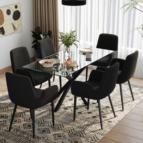 Ever Dreaming Living 6 Seater Kamala Sherpa Dining Table & Chair Set ...