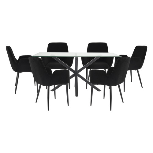 Ever Dreaming Living 6 Seater Kamala Sherpa Dining Table & Chair Set ...