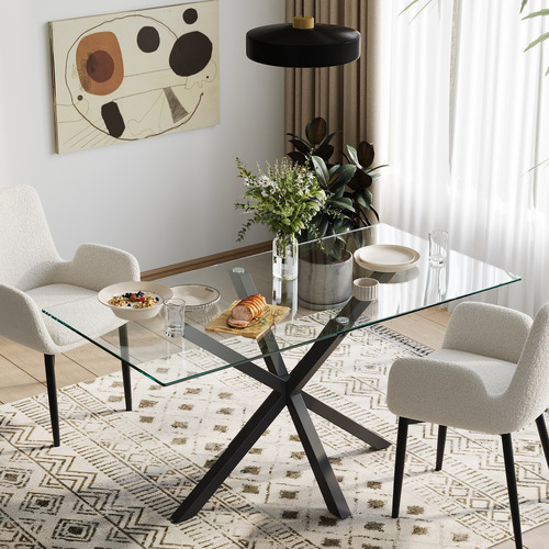 Ever Dreaming Living 6 Seater Kamala Sherpa Dining Table & Chair Set ...