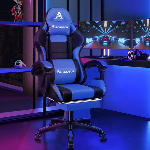 HoxtonRoom Nightcrawler PU Leather Gaming Chair with Footrest | Temple ...