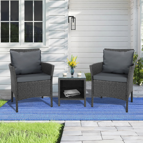 HoxtonRoom 2 Seater Chandon Outdoor Armchair & Table Set | Temple & Webster