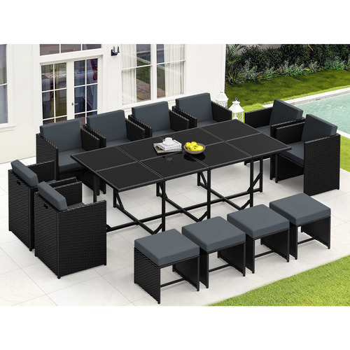 12 Seater Evander Outdoor Dining Table & Chair Set | Temple & Webster