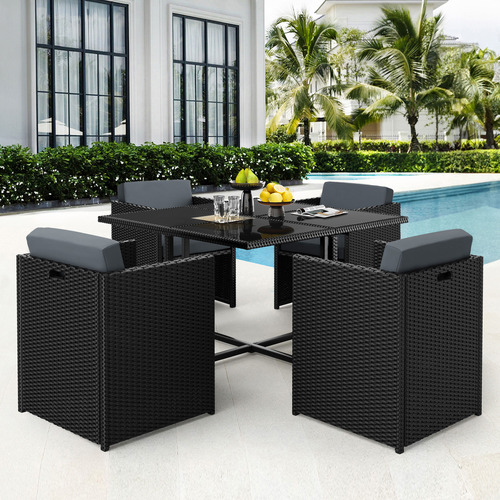 HoxtonRoom 4 Seater Evander Outdoor Dining Table & Chair Set | Temple & Webster