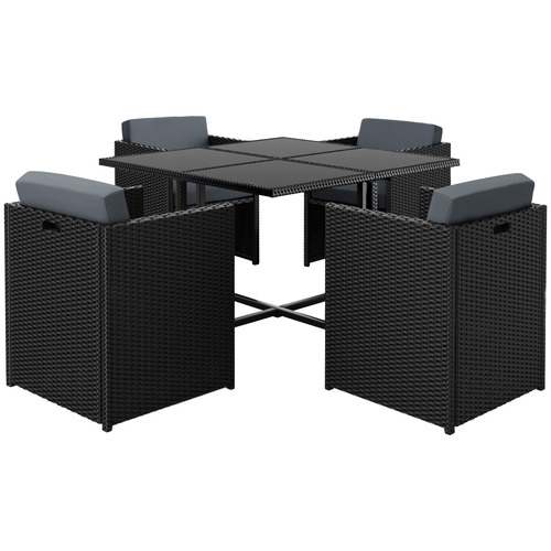 HoxtonRoom 4 Seater Evander Outdoor Dining Table & Chair Set | Temple & Webster