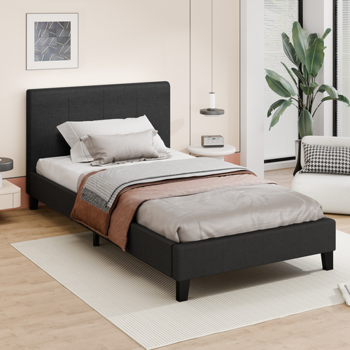 HoxtonRoom Black Kyle Upholstered Bed | Temple & Webster