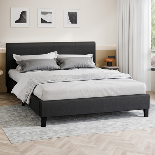 HoxtonRoom Black Kyle Upholstered Bed | Temple & Webster
