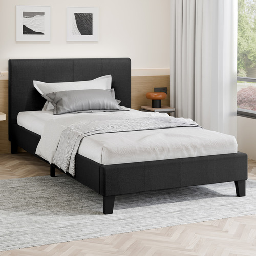 HoxtonRoom Black Kyle Upholstered Bed | Temple & Webster