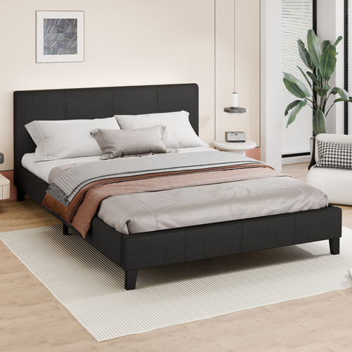 HoxtonRoom Black Kyle Upholstered Bed | Temple & Webster