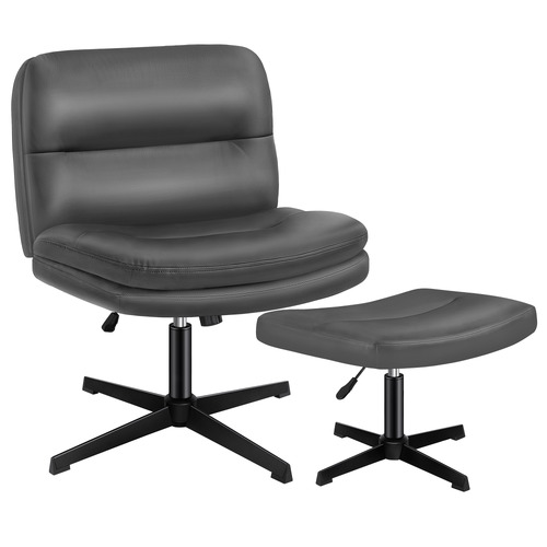 2 Piece Gregorie Faux Leather Office Chair & Ottoman Set | Temple & Webster
