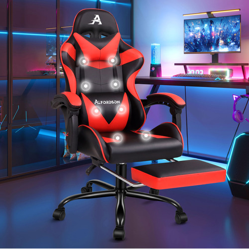 HoxtonRoom Aeruth Massage & Gaming Chair with Footrest | Temple & Webster