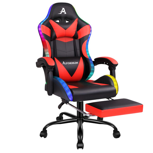 HoxtonRoom Delina LED Massage & Gaming Chair with Footrest | Temple ...